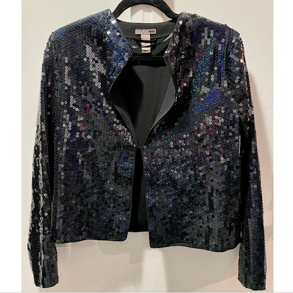 H&M | Jackets & Coats | Hm Sequin Jacket Cropped Size S | Poshmark